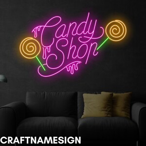 Candy Shop Neon Sign, Lollipop Candy Shop Led Sign, Custom Neon Sign ...
