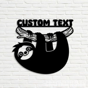 Custom Cute Sloth Metal Wall Art LED Light - Personalized Funny Lazy ...