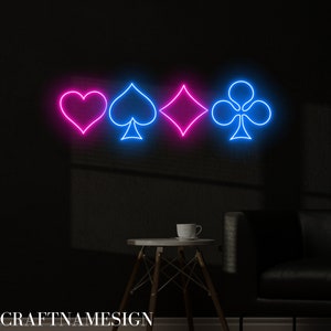 Poker Card Neon Sign, Poker Card Led Sign, Custom Neon Sign, Casino Bar ...