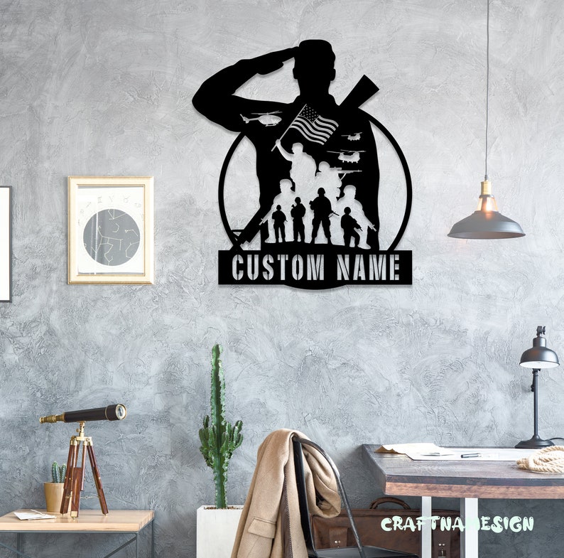 Custom US Soldier Military Metal Wall Art LED Light - Etsy