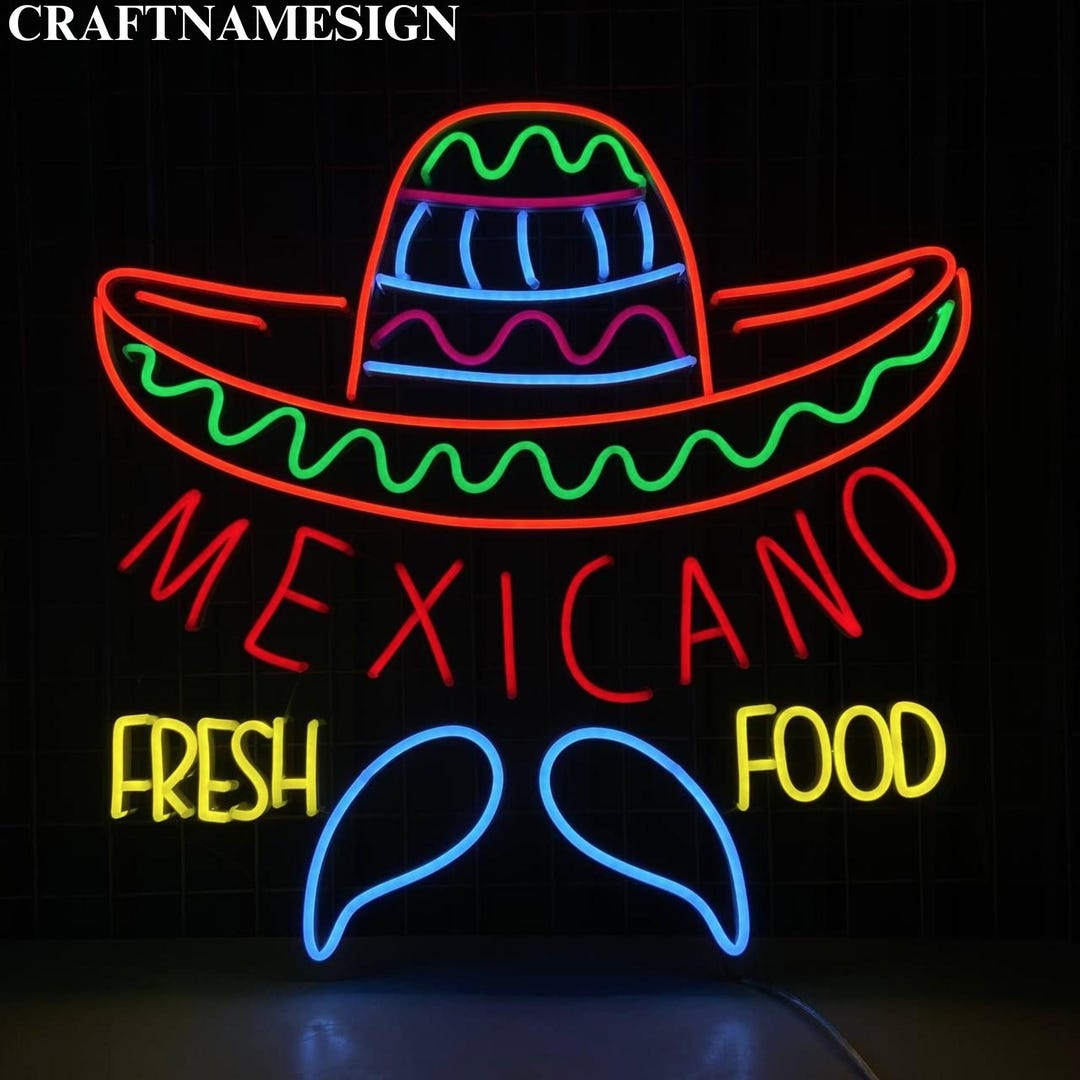 Mexican Fresh Food Neon Sign, Mexican Food Led Sign, Custom Neon Sign ...