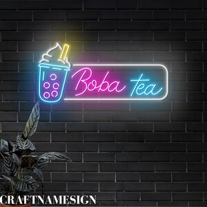 Boba Tea Logo Neon Sign, Bubble Tea Led Sign, Custom Neon Sign, Milk ...