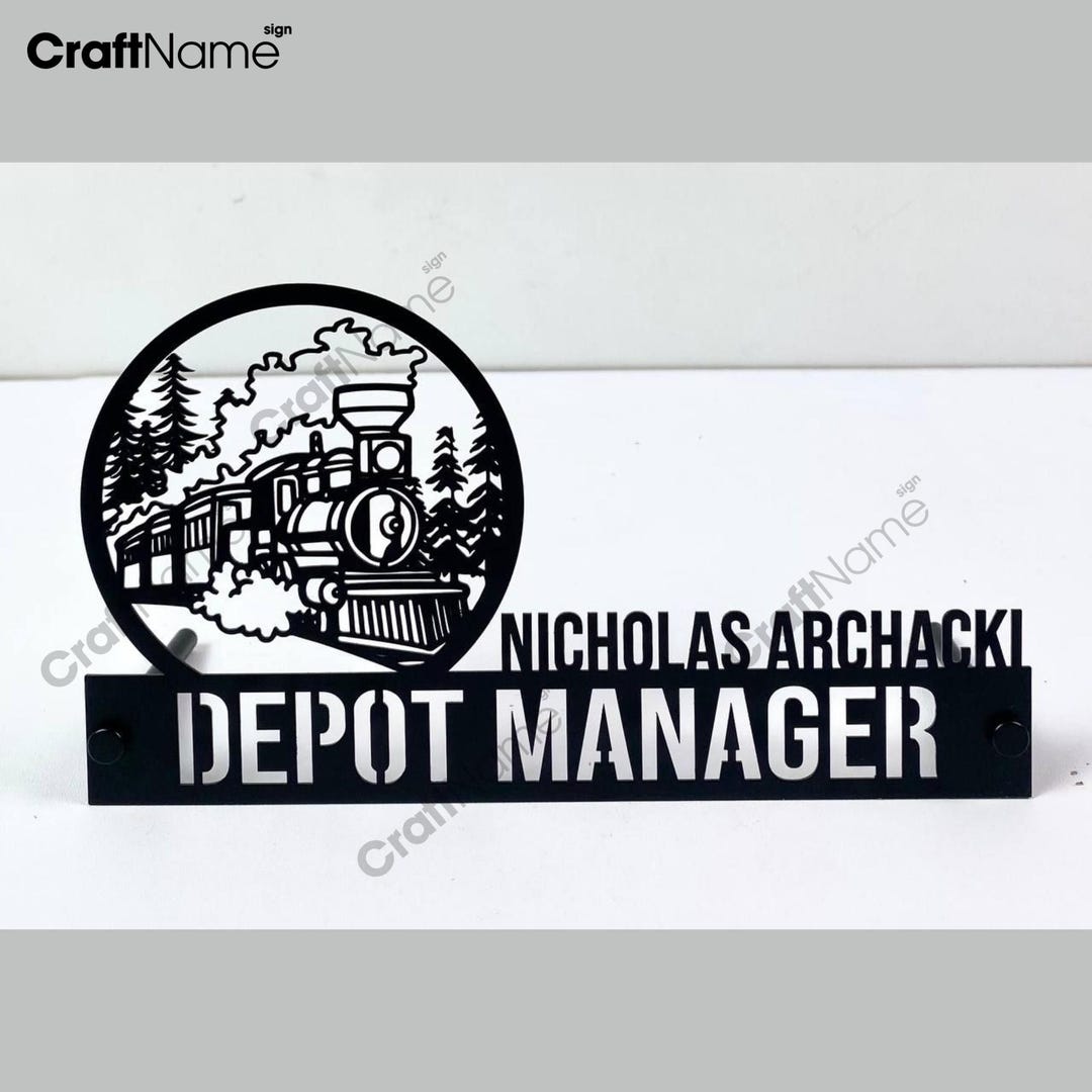Custom Wooden Train Engine Desk Name Plate, Train Driver Metal ...