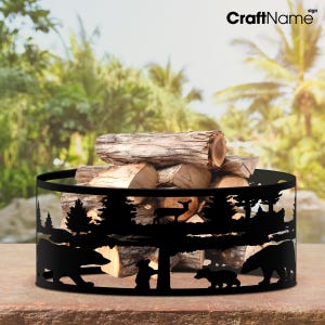Custom Metal Fire Pit, Personalized Bear Design Fire Ring, Camping Camp ...