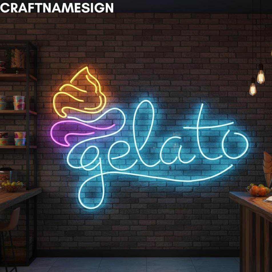 Gelato Wall Art Led Light for Ice Cream Store Decor, Ice Cream Dessert ...