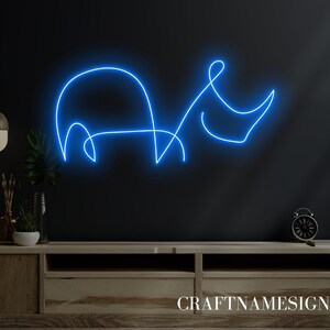 Minimalist Rhinoceros Neon Sign, Rhinoceros Led Sign, Custom Neon Sign ...