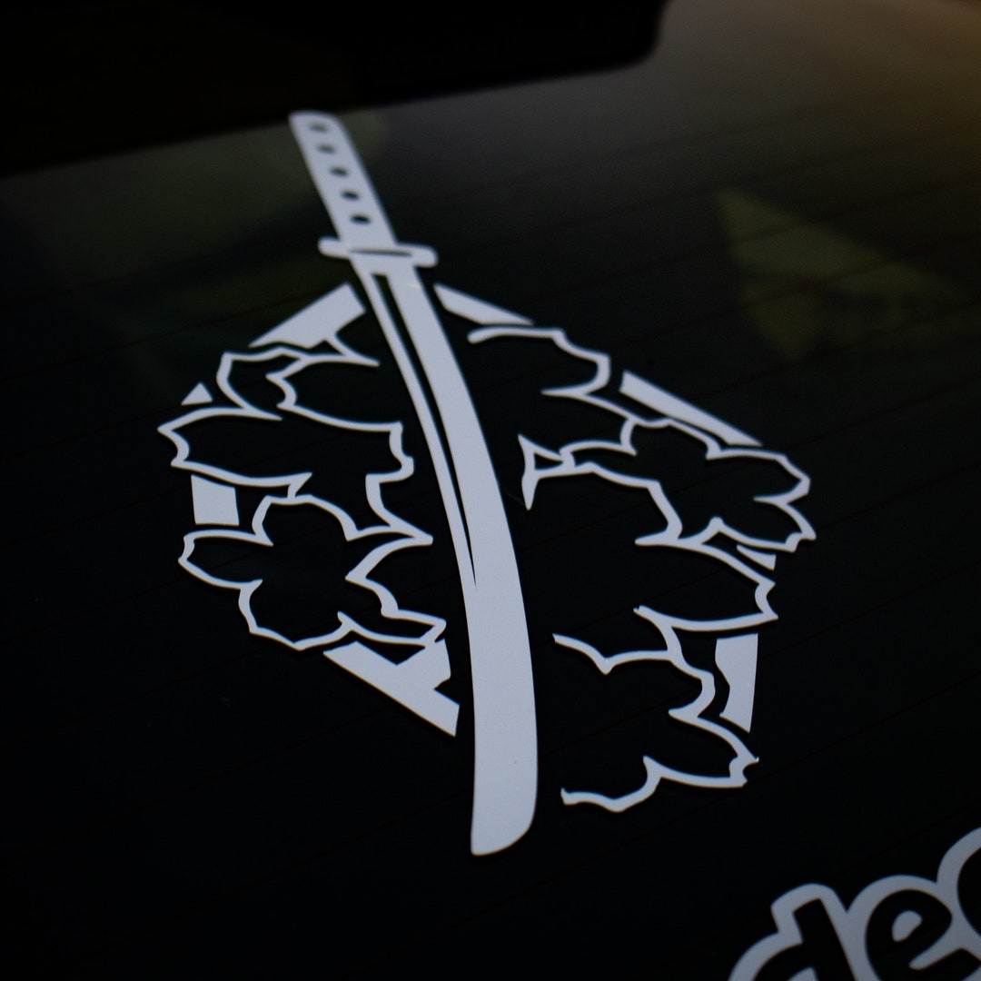 JDM Car Sticker Car Vinyl Sticker Waterproof Sword and Sakura Japanese ...