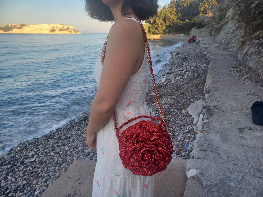 Flower Form Red Evening Bag, Red Bridesmaid Purse, Red Evening Bag ...