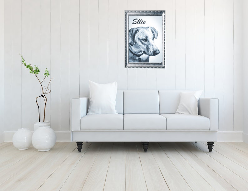 Custom Dog Print | Black and White Dog Print | Memorial Dog Print ...