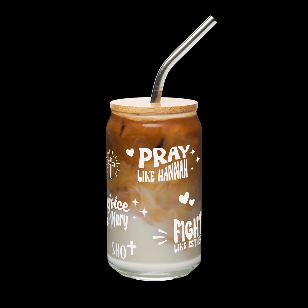 Women of the Bible Glass Cup With Lid and Straw - God, Jesus, Bible ...