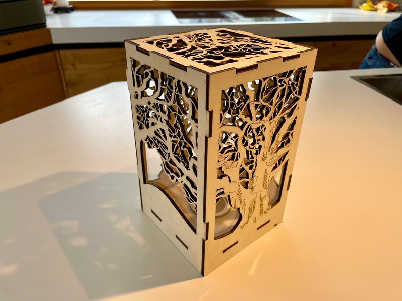 SVG DXF PDF Laser Cut File. Great Oak Tree Lamp Light Shadow Box ...