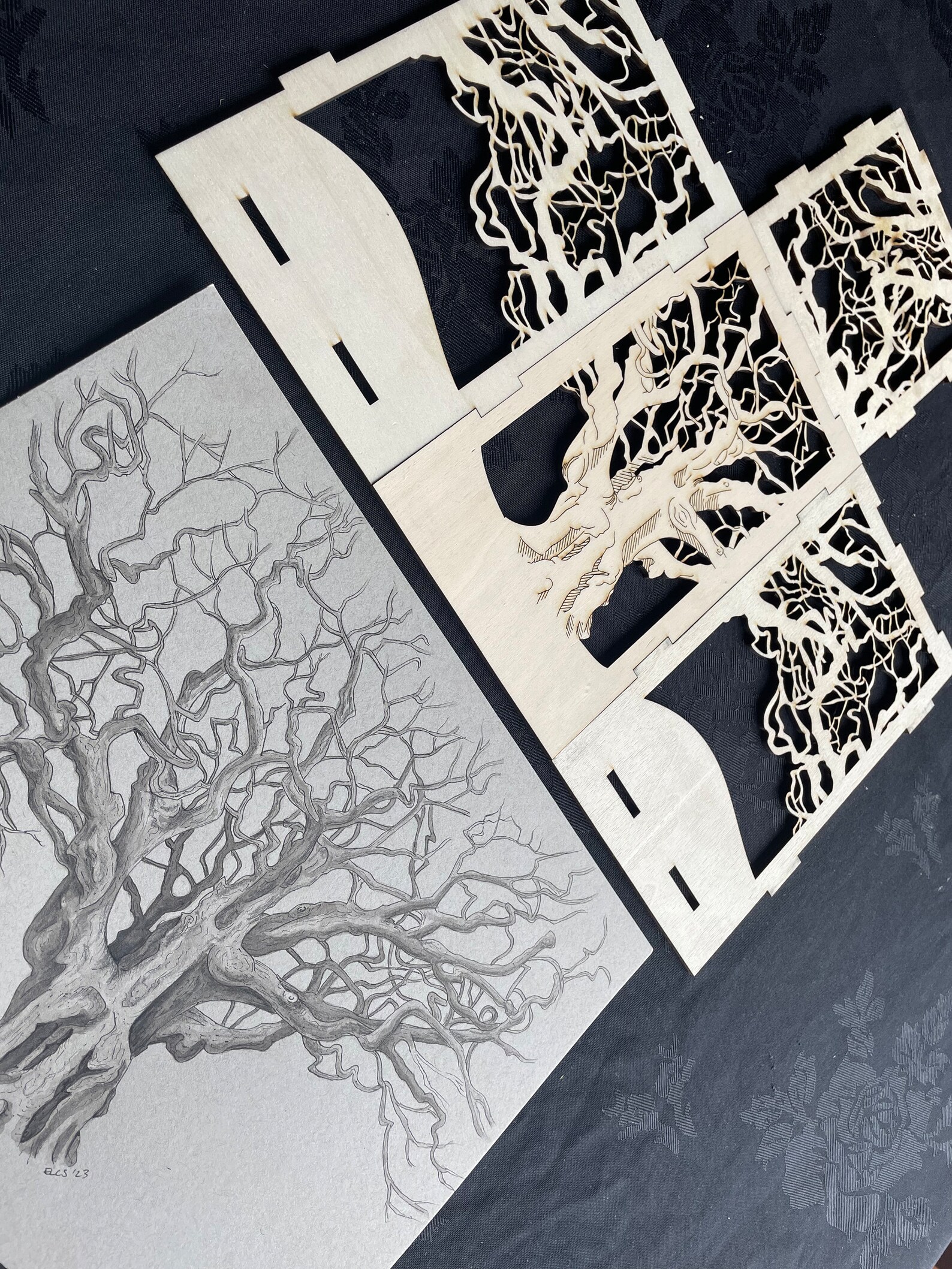 SVG DXF PDF Laser Cut File. Great Oak Tree Lamp Light Shadow Box ...