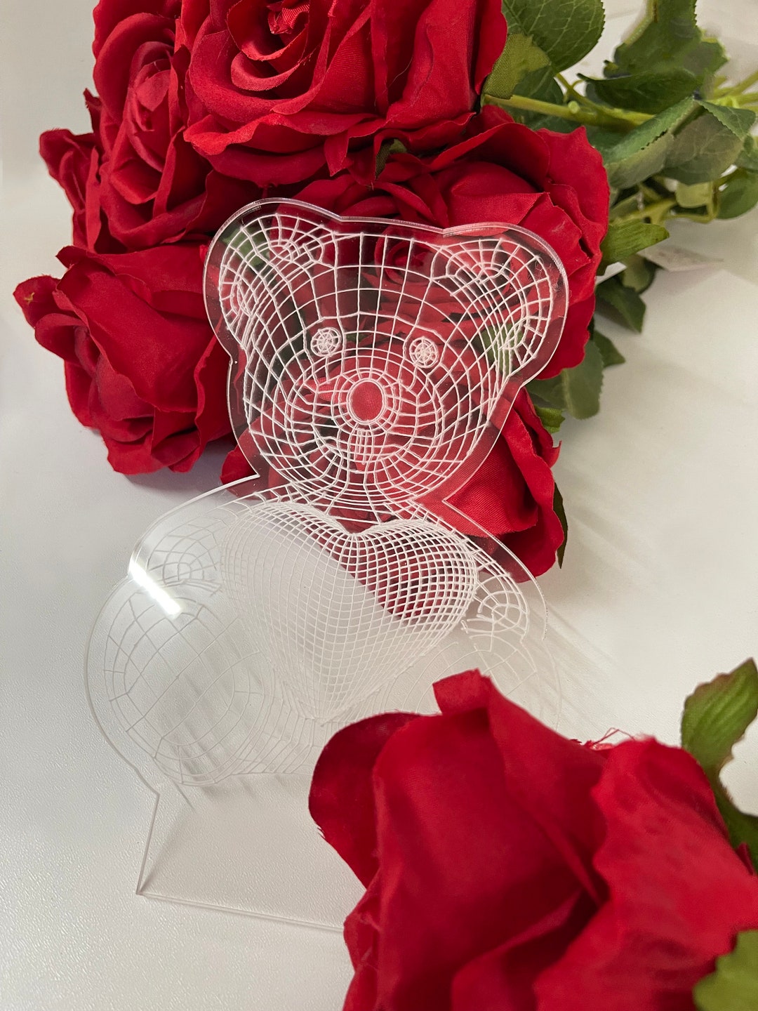 3D Valentines Day Greeting LED Acrylic Lamp Optical Illusion Vector ...