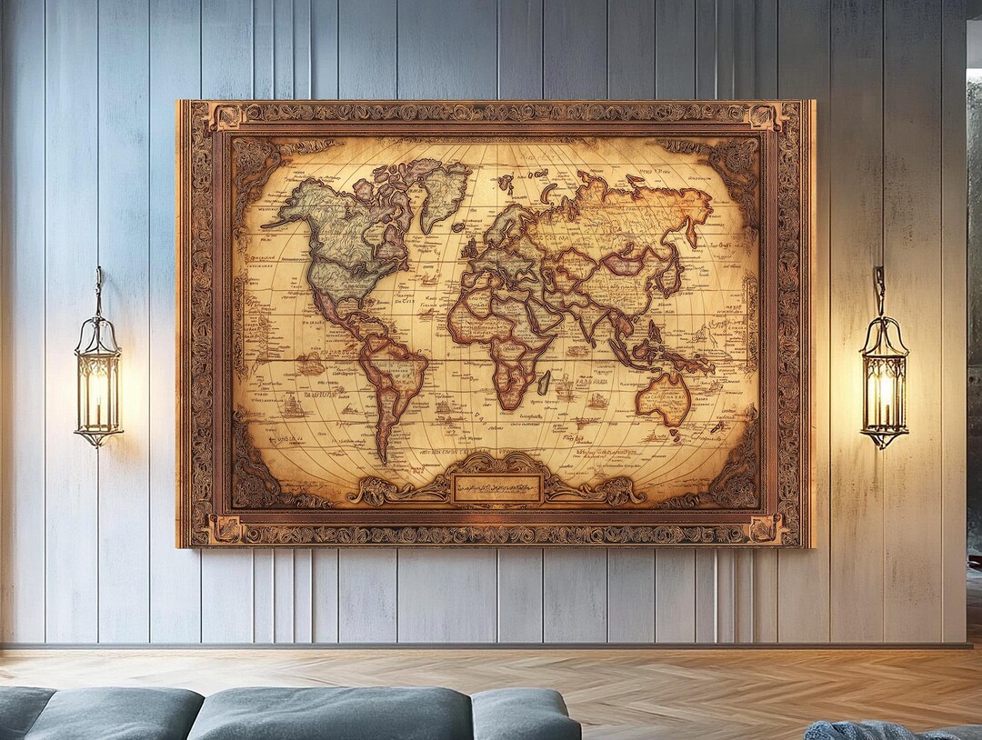 Old Map Canvas,vintage Map Canvas,old Map Print Canvas,old World Poster ...