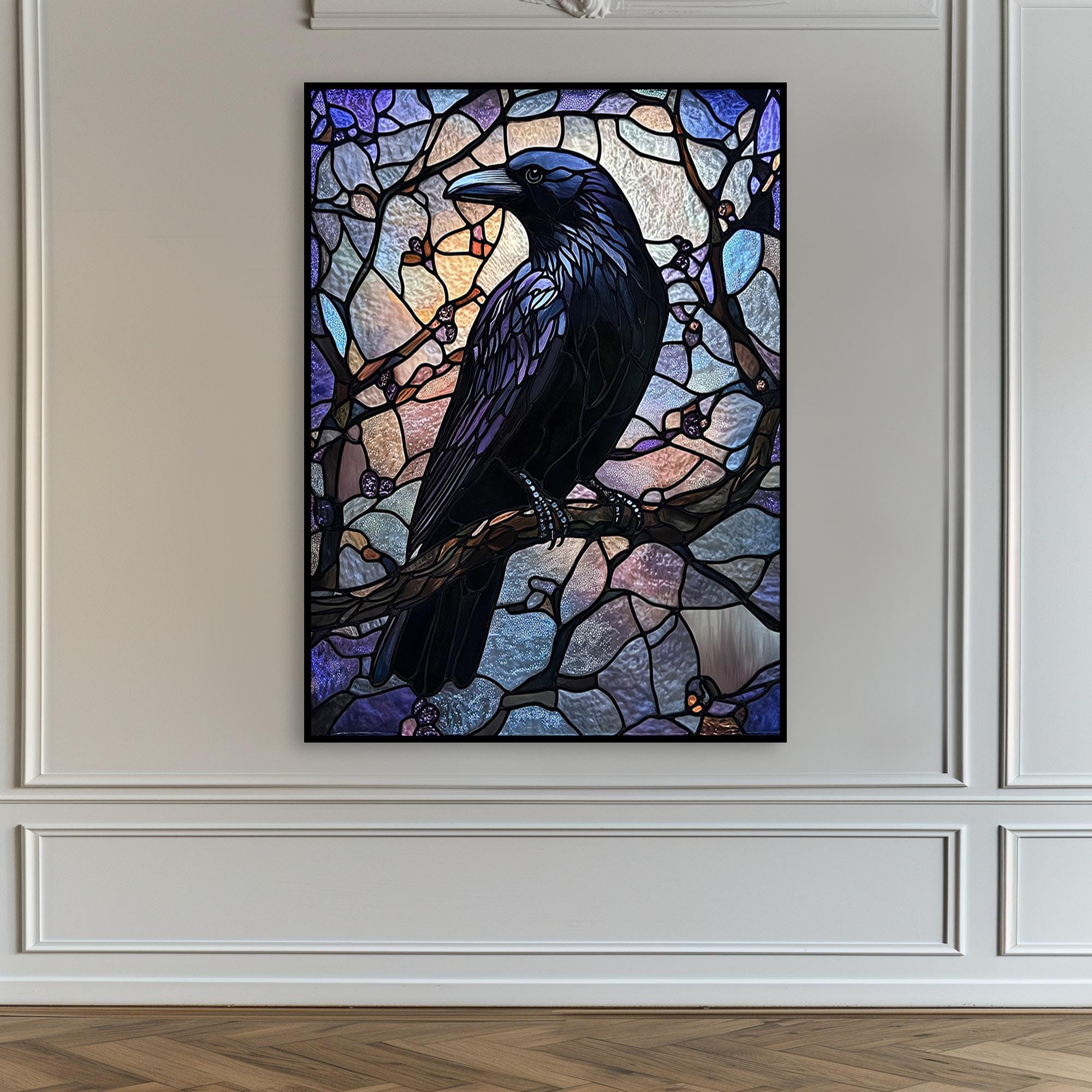 Stained Glass Raven Diamond Canvas,gothic Crow Diamond Art,wrapped ...