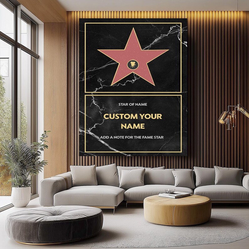 Custom Hollywood Star Art,hollywood Walk of Fame Poster,wrapped Frame ...