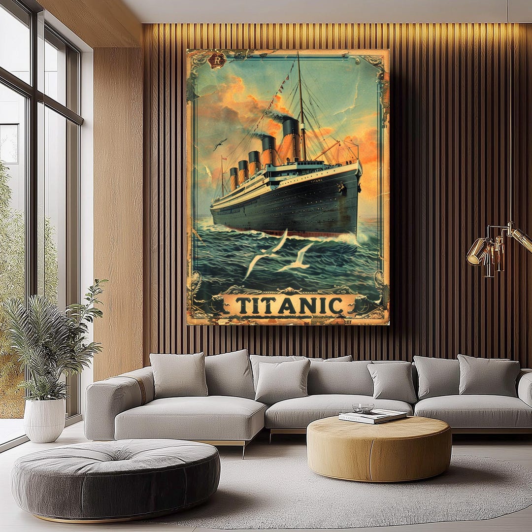 Titanic Poster,titanic Ship Canvas,titanic Wall Art,wrapped Frame ...