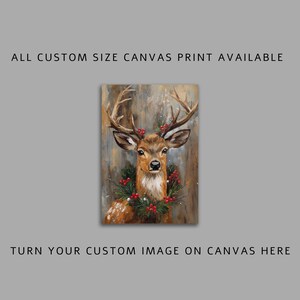 Festive Christmas Deer Art,christmas Canvas,christmas Deer Canvas Print ...
