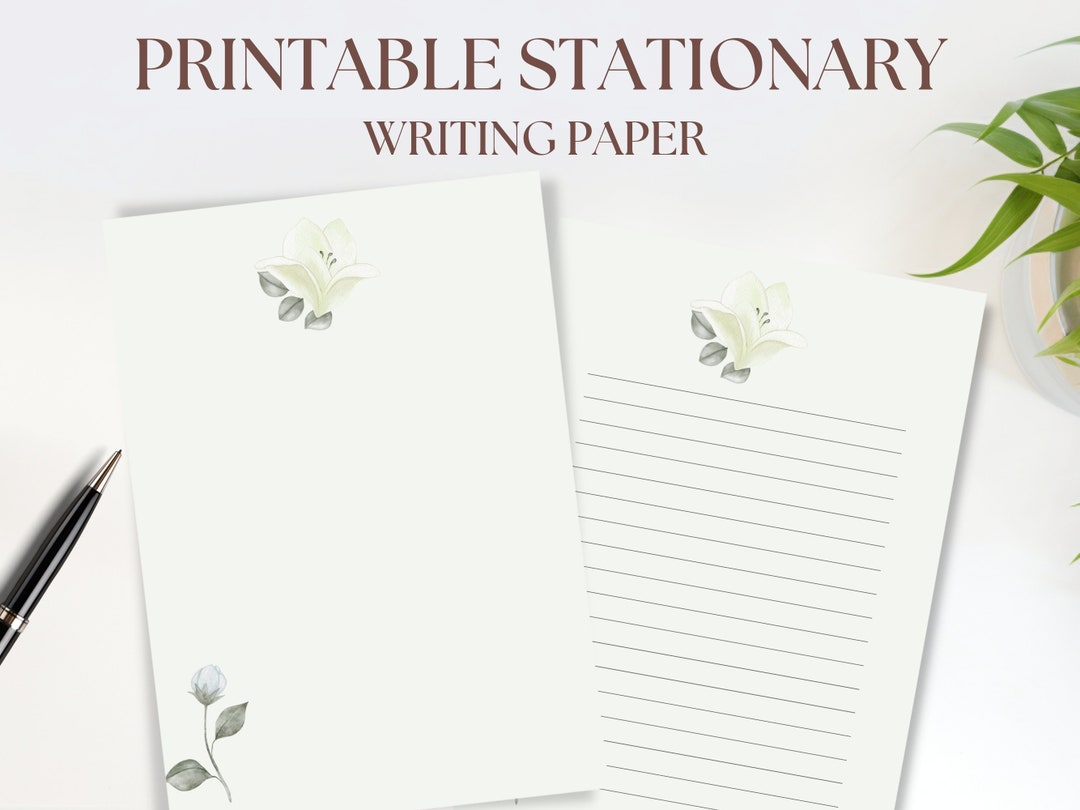 Floral Writing Paper, Printable Writing Paper, Simple Flower Design - Etsy