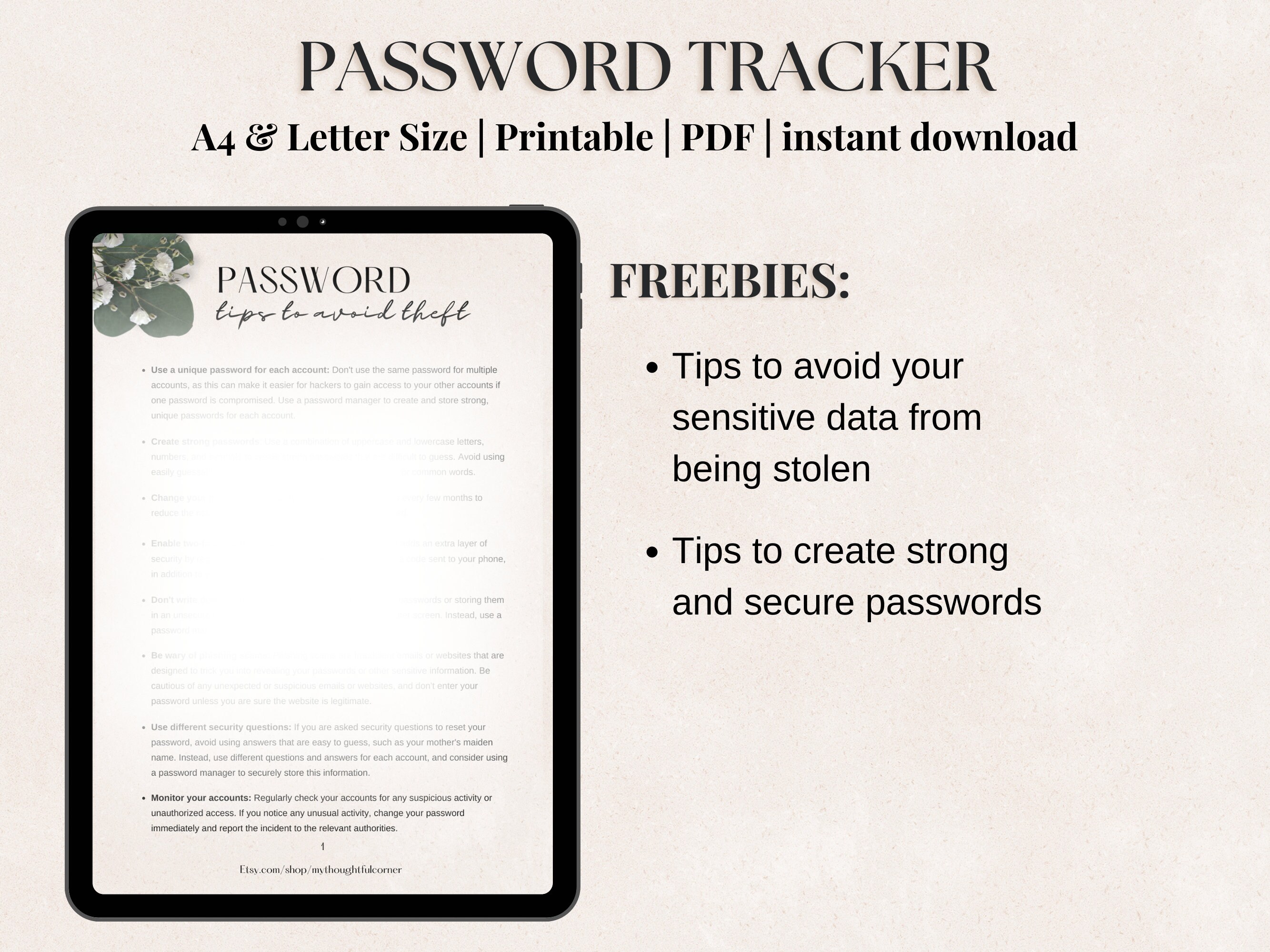 Minimalist Password Tracker: Printable Password Log | A4 & US Letter ...