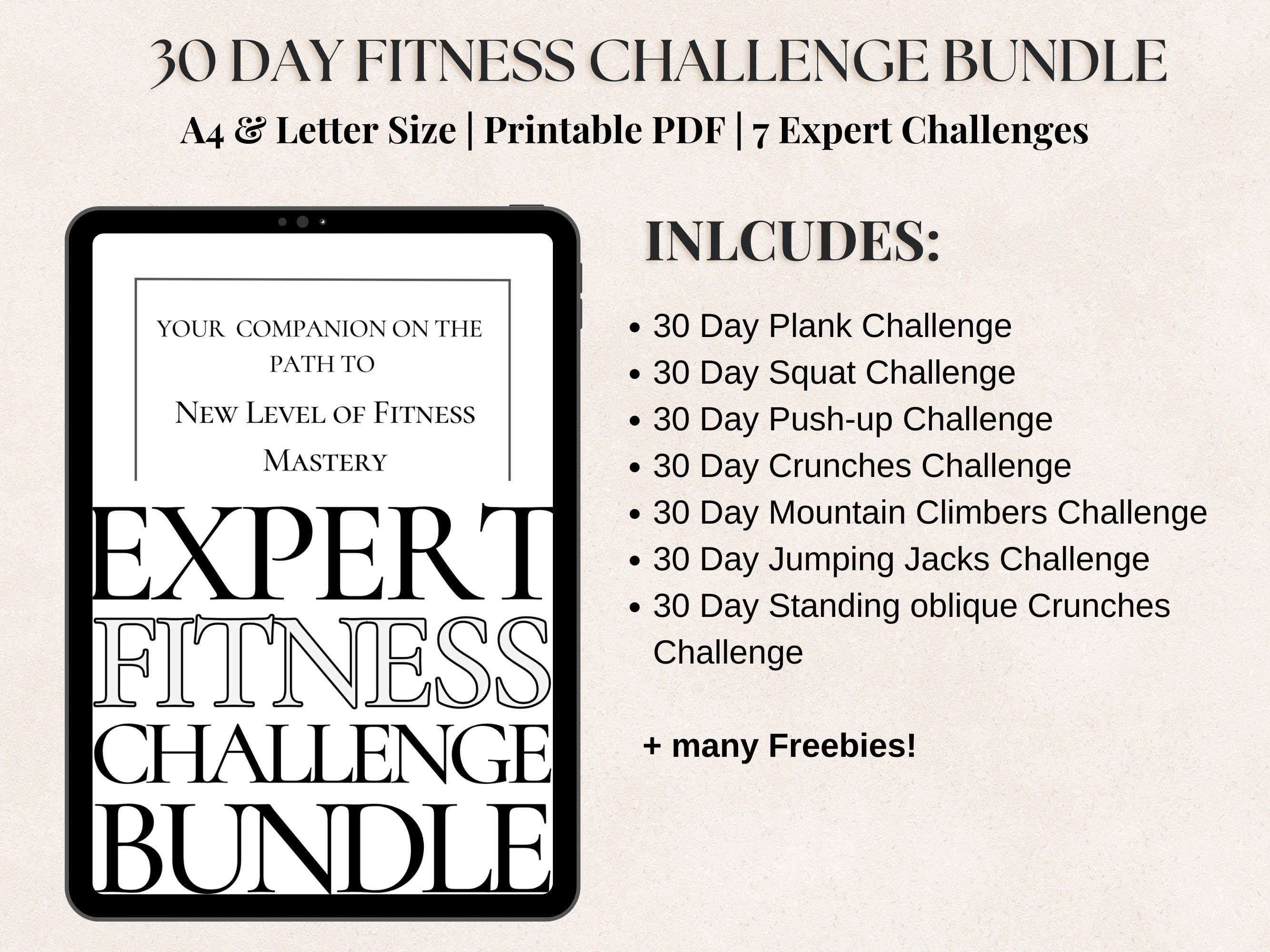 30 Day Master Workout Challenge Bundle: Printable Fitness Challenges ...