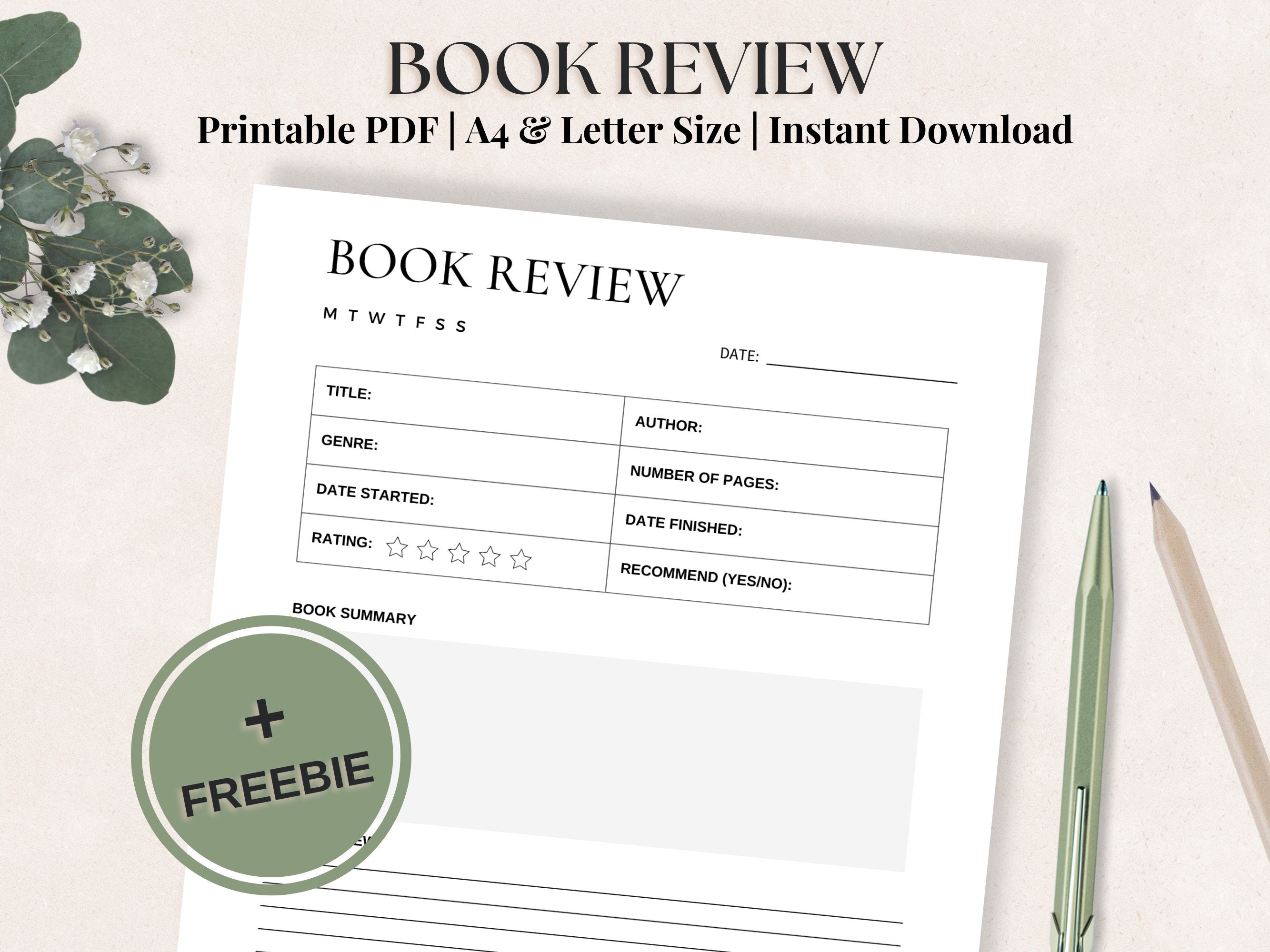 Printable Book Review Template: Review Your Books With This Simple ...
