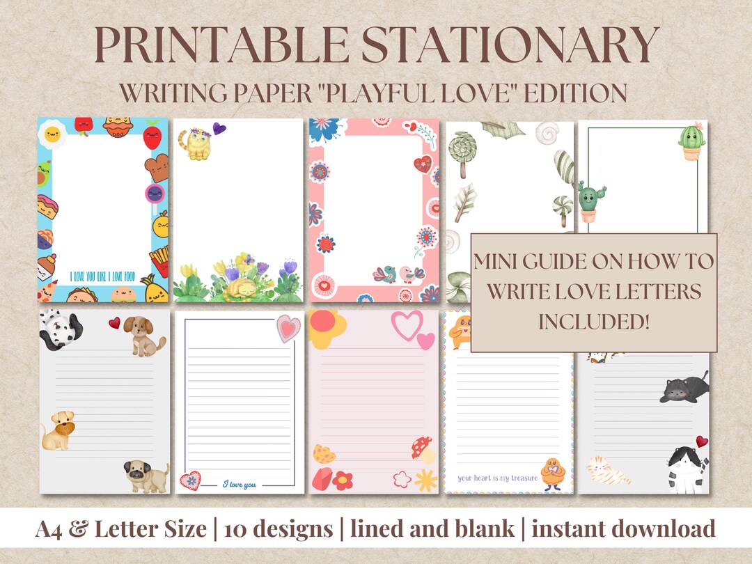 Valentine's Day Writing Paper, Playful Writing Paper, Penpal Paper - Etsy