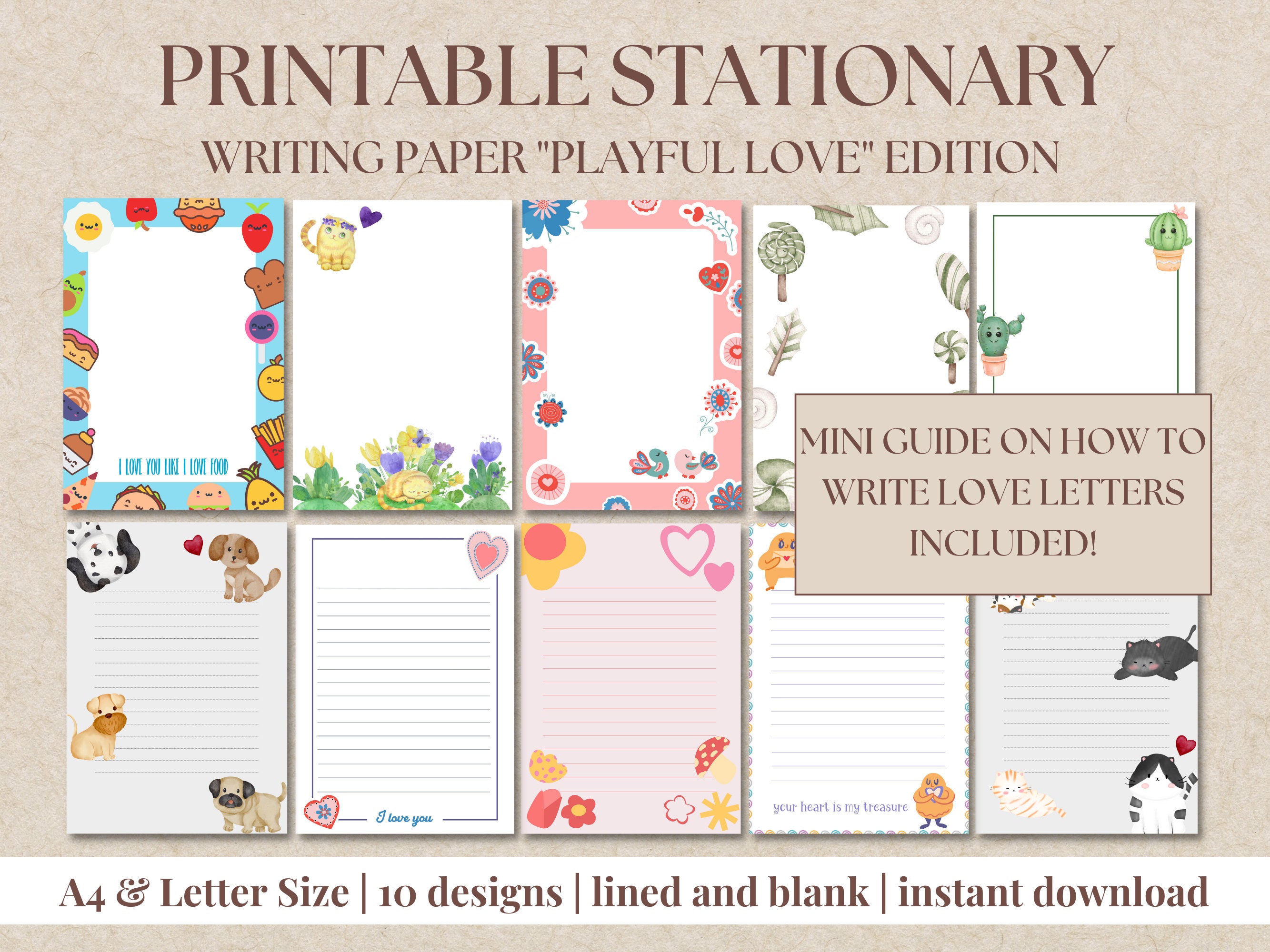 Valentine's Day Writing Paper, Playful Writing Paper, Penpal Paper - Etsy