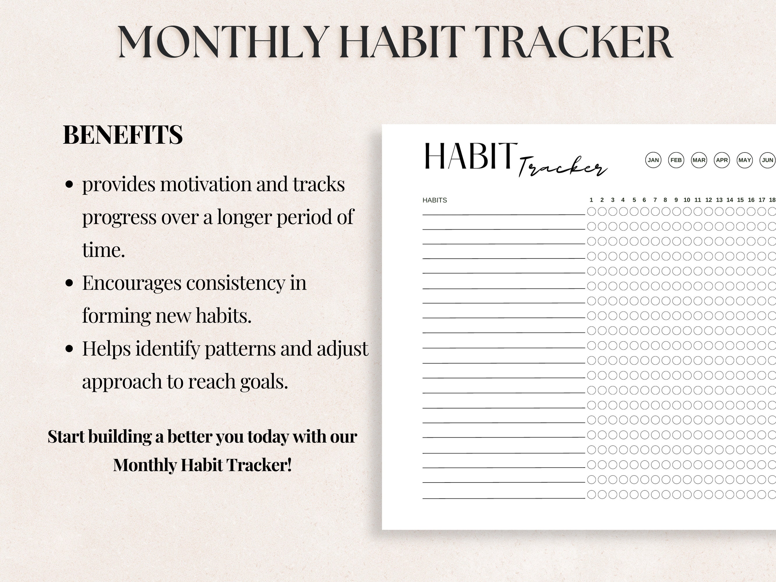 Printable Monthly Habit Tracker: Simple Routine Tracker to Create ...