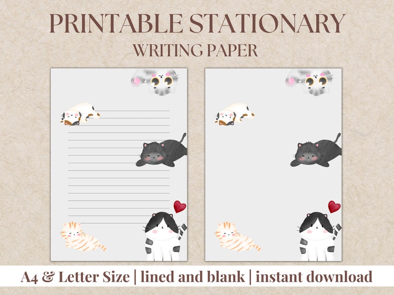 Purrfect Printable Letter for Cat Lovers A4 & Letter Size, Cute Cats ...