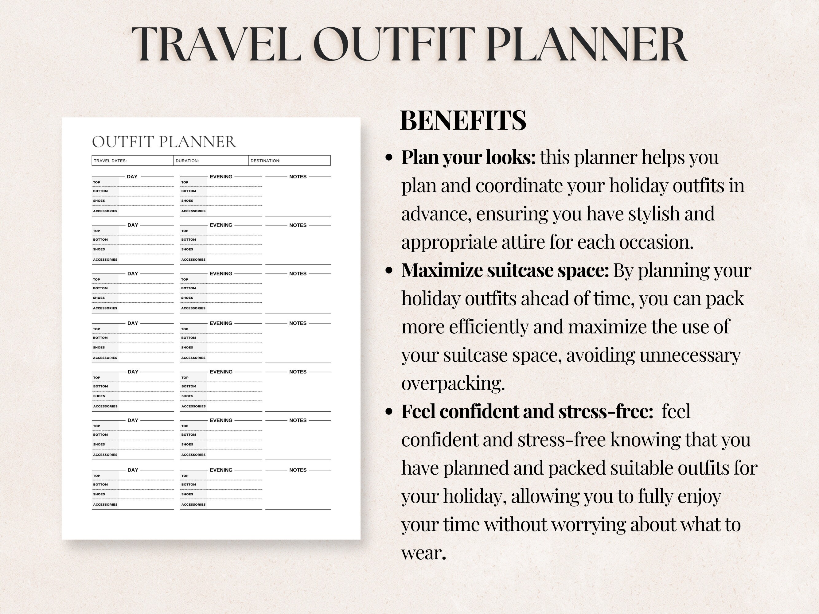 Daily Travel Outfit Planner: Stop Overpacking With This Printable ...