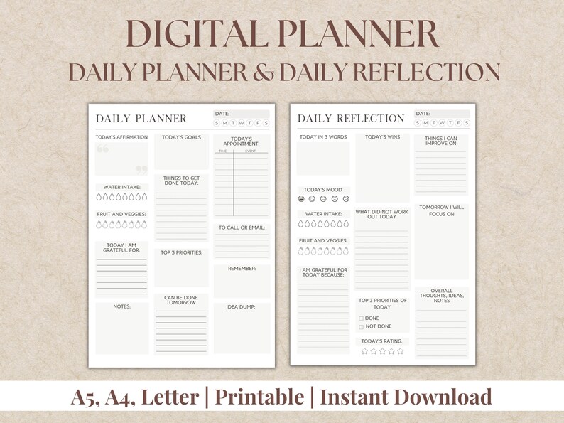 Self-reflection Daily Planner Template - Organize Your Days, Track ...