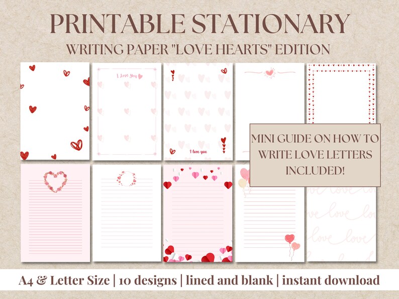 Printable Valentine’s Stationary, Printable Writing Paper, Printable ...