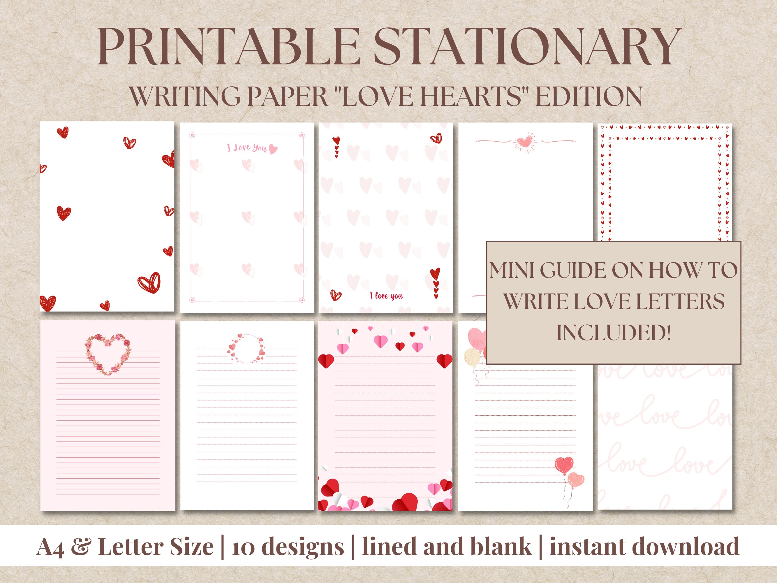 Printable Valentine’s Stationary, Printable Writing Paper, Printable ...