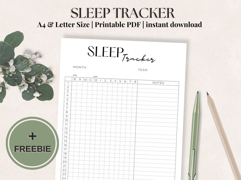 Minimalist Sleep Tracker: Printable Sleep Log A4 & Letter - Etsy