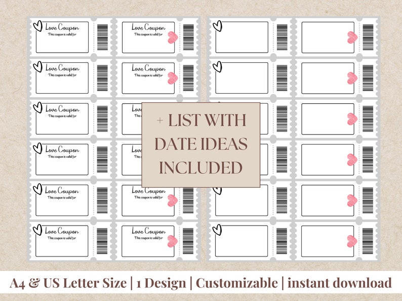 Love Coupon Printables, Personalized Coupons, Printable Coupons - Etsy