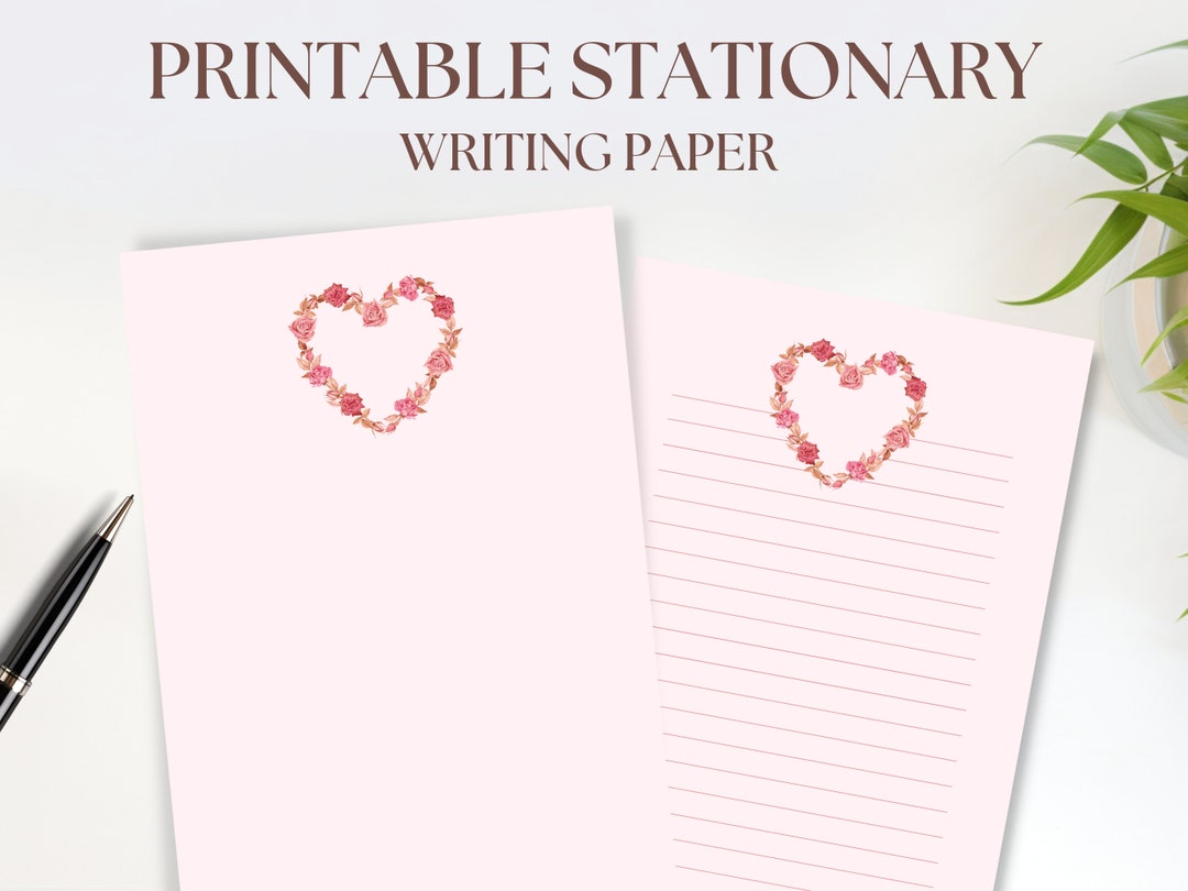 Printable Writing Paper, A4 and Letter Size Love Letter, Valentine's ...