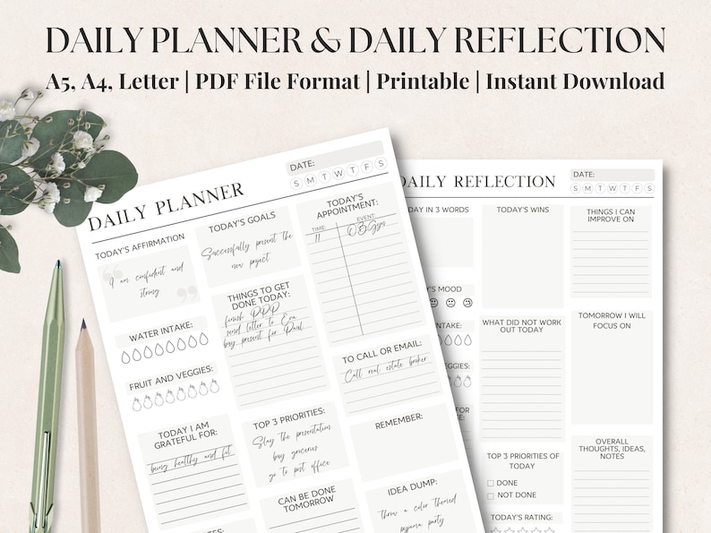 Self-reflection Daily Planner Template - Organize Your Days, Track ...