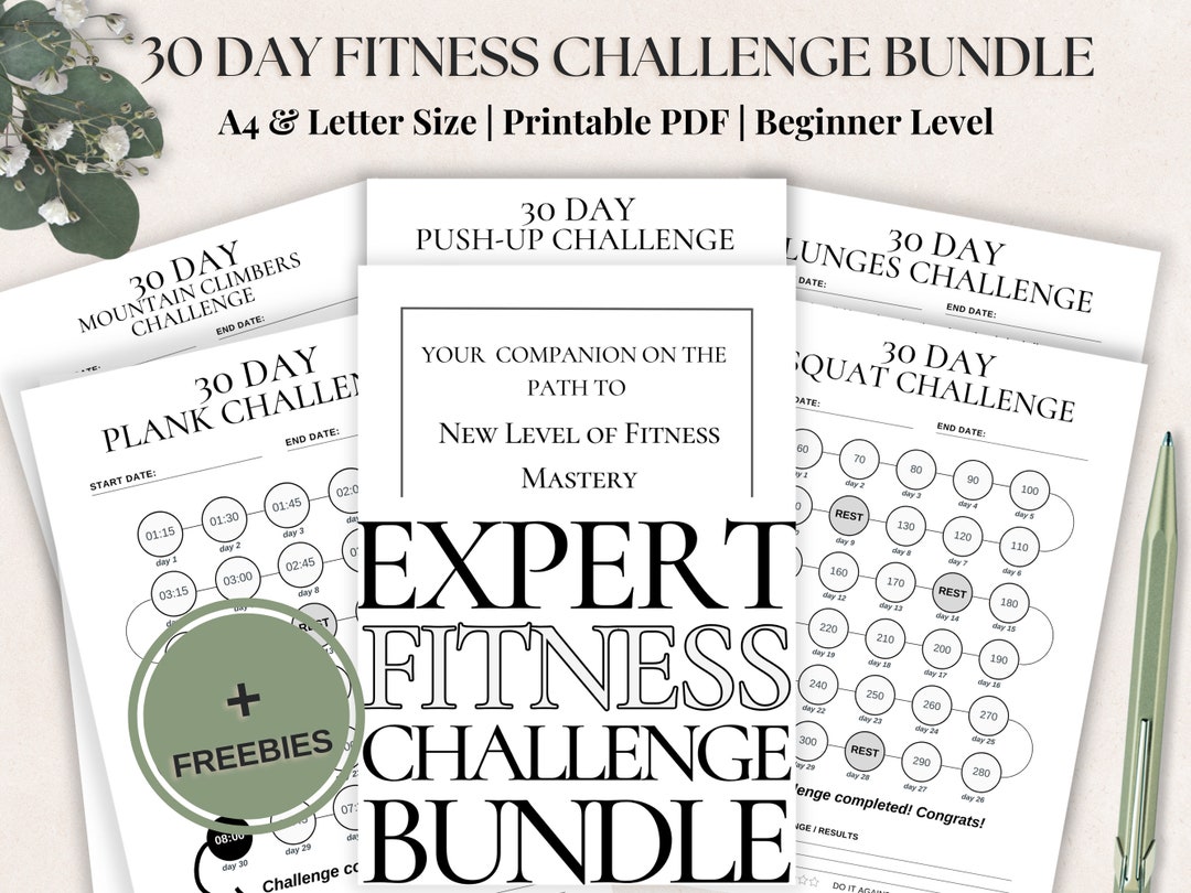 30 Day Master Workout Challenge Bundle: Printable Fitness Challenges ...