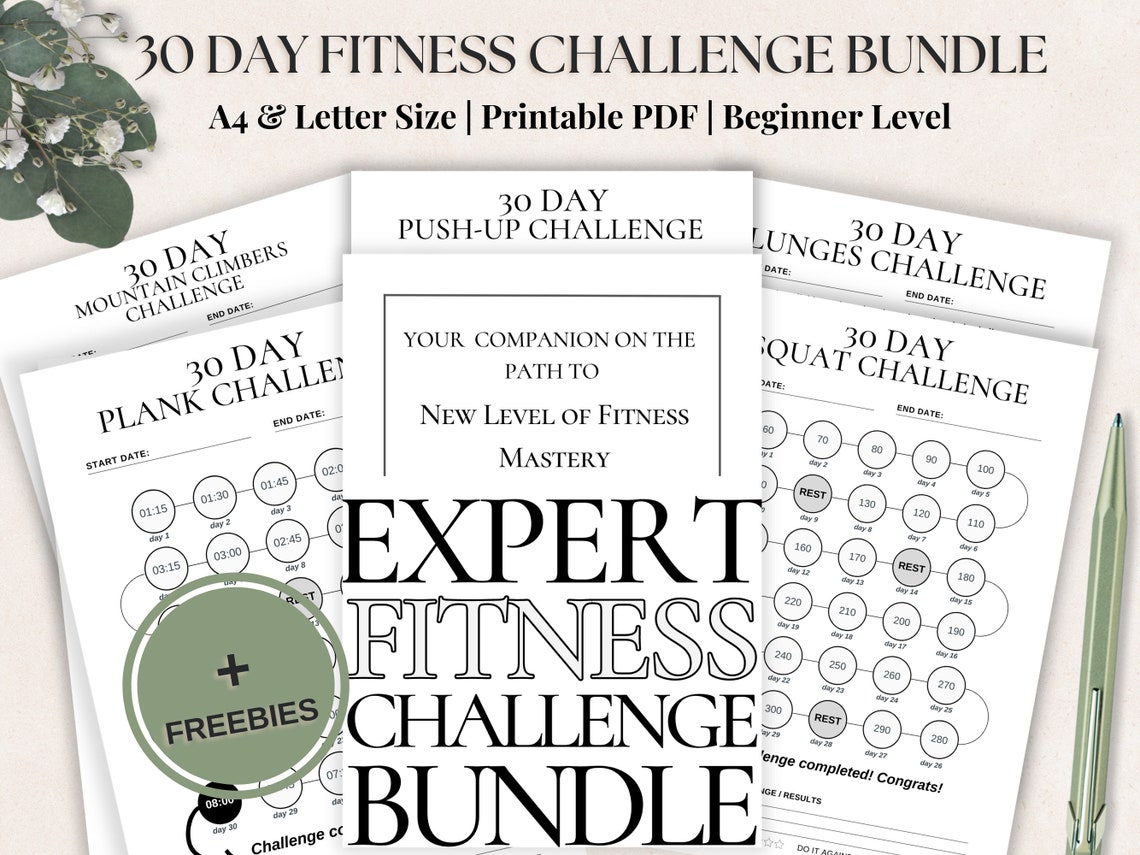 30 Day Master Workout Challenge Bundle: Printable Fitness Challenges ...