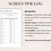 Weekly Screen Time Log: Keep Track of Your Screen Time Habit | Screen ...