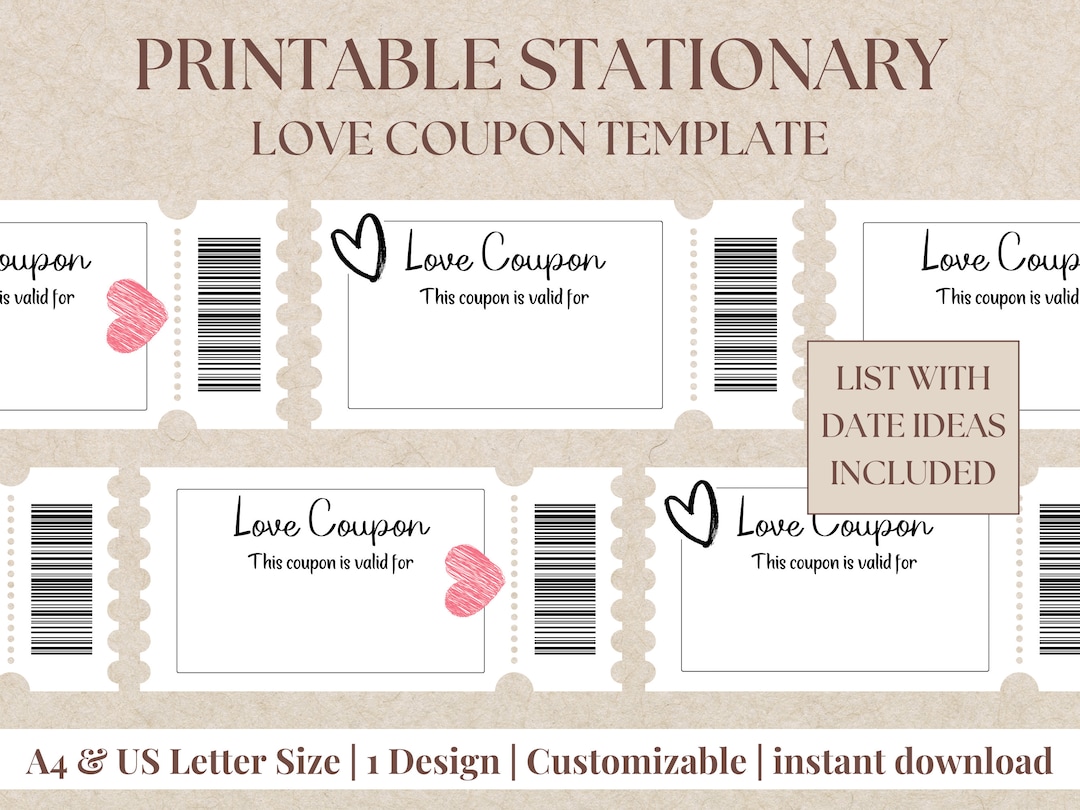 Love Coupon Printables, Personalized Coupons, Printable Coupons - Etsy