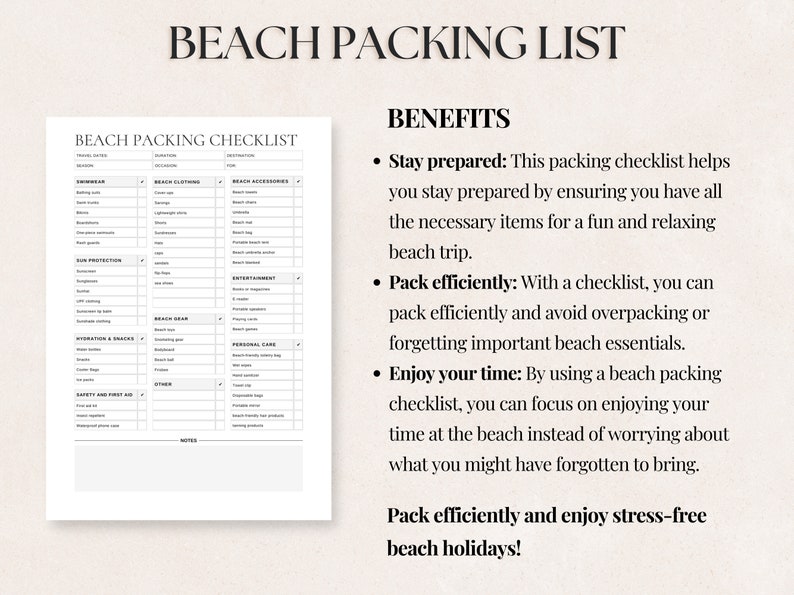 Beach Packing List Printable: Stress-free Summer Vacation With This ...