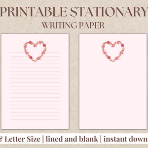 Printable Writing Paper, A4 and Letter Size Love Letter, Valentine's ...