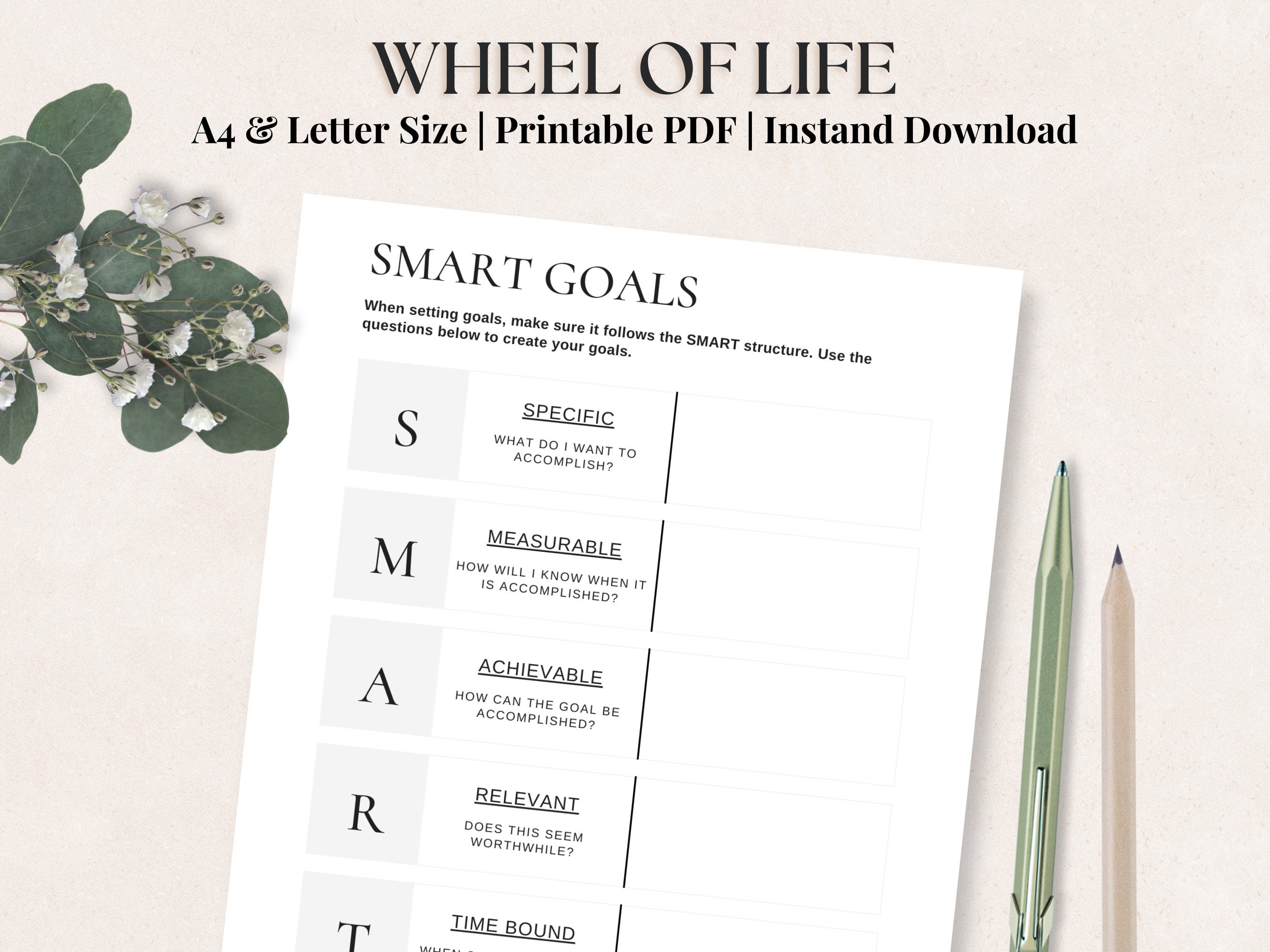 Printable Wheel of Life Bundle: Achieve Your Full Potential With the ...