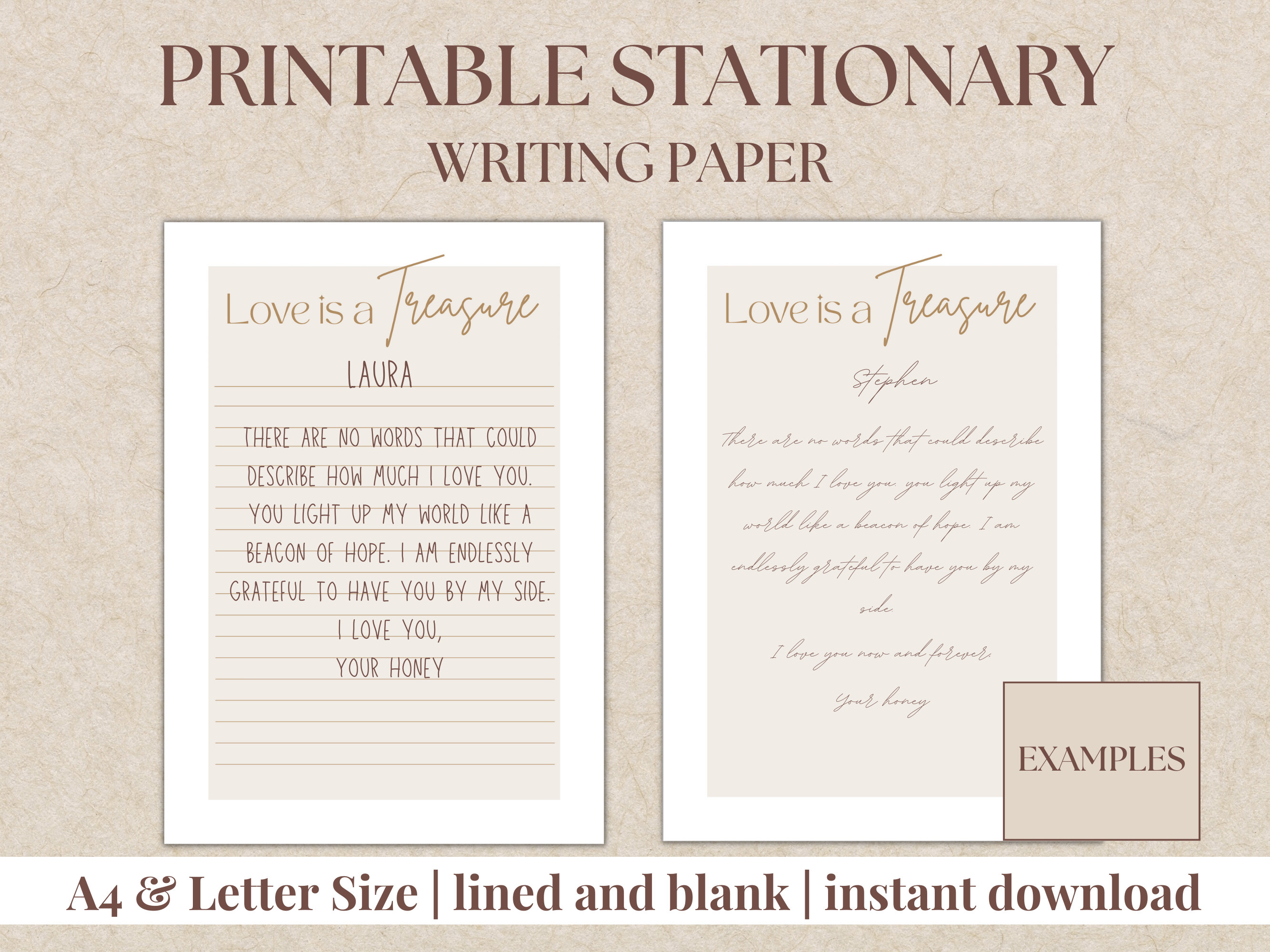 Writing Paper Printable, A4 and Letter Size, Love Letter Printable ...