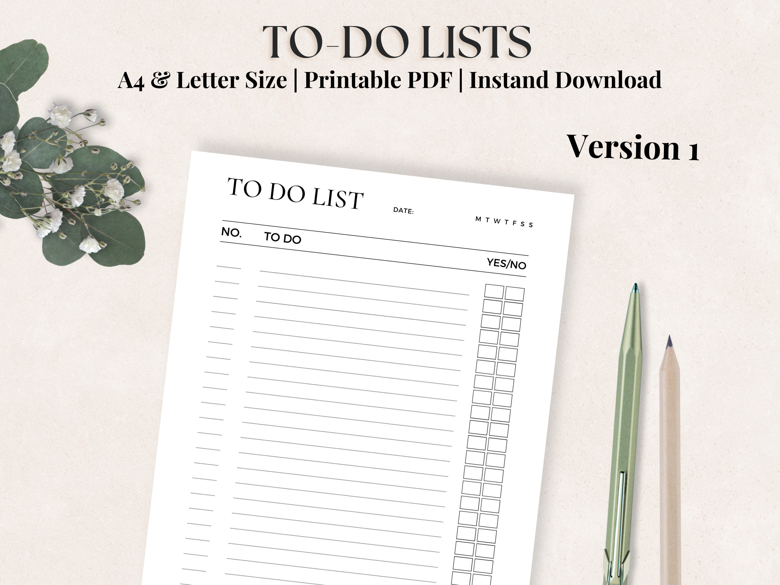 Daily to Do List: Printable to Do List Template 2 Minimalist Designs ...