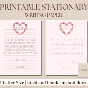 Printable Writing Paper, A4 and Letter Size Love Letter, Valentine's ...