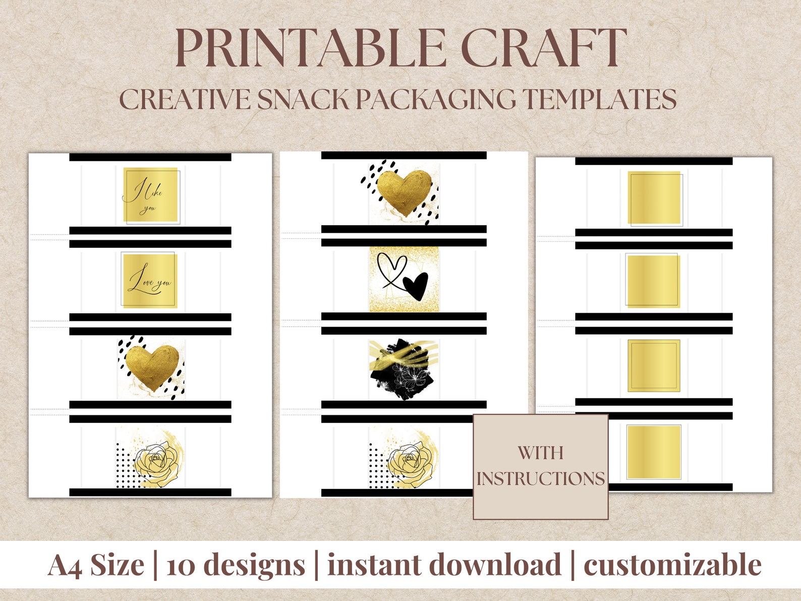 Printable Paper Craft | Snack Packaging Template | Paper Craft - Etsy
