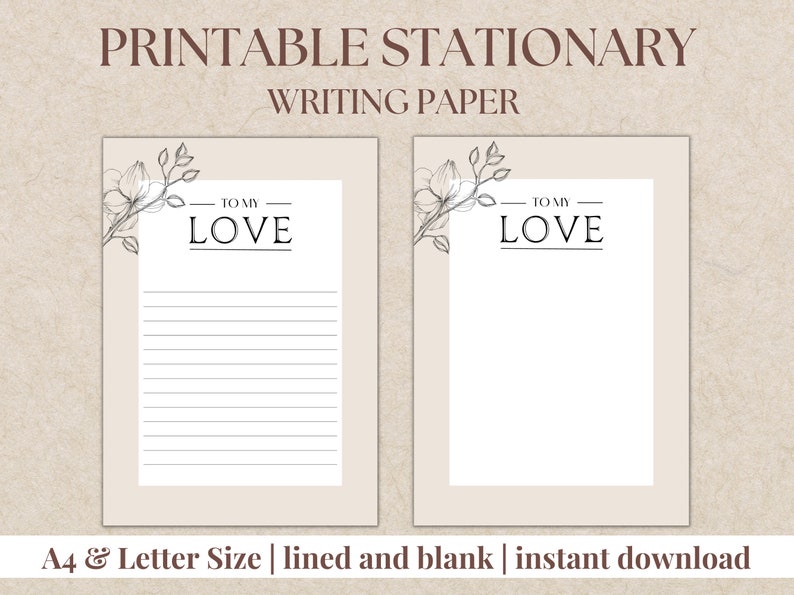Love Letter Printable, A4 and Letter Size, Writing Paper Printable ...